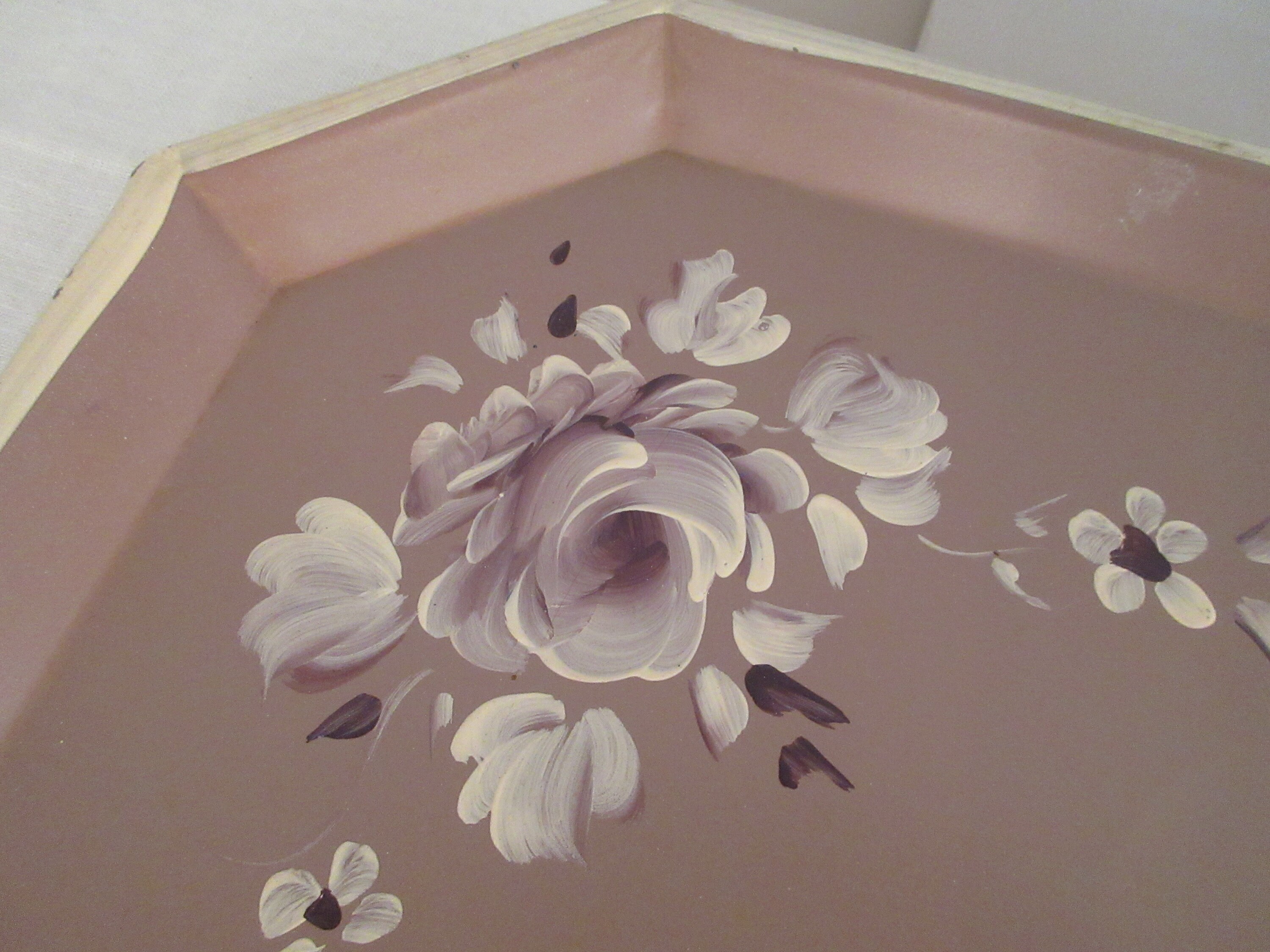 Lavender Tole Roses Painted Antique Tray - Etsy