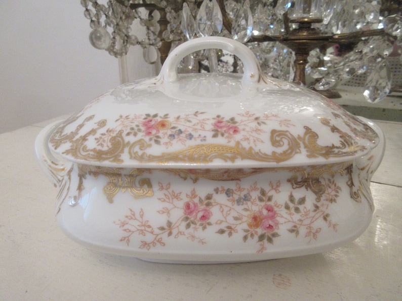 Antique Limoges France Roses Lidded Dish - Etsy