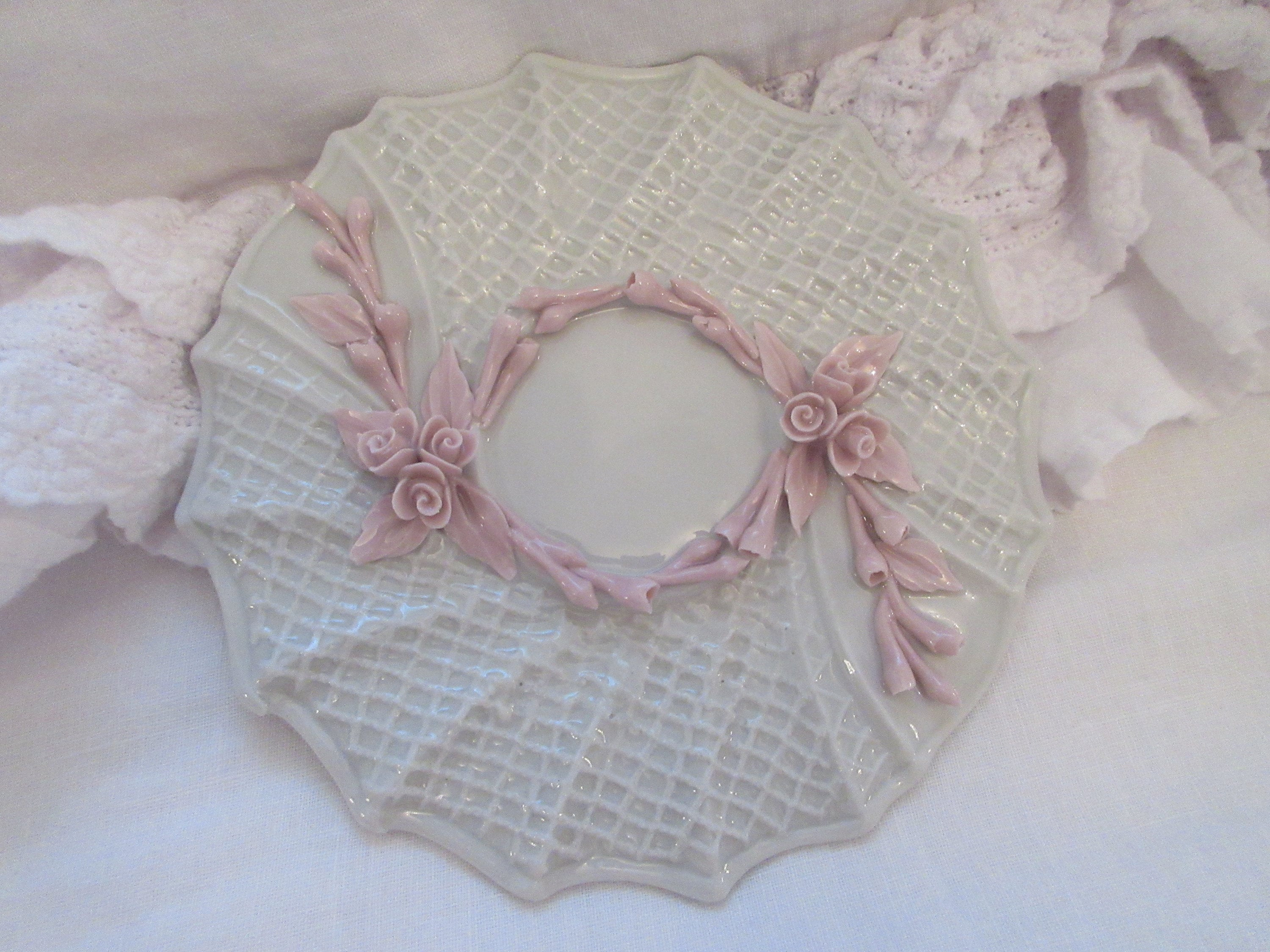 Vintage Shabby Pink Roses Capodimonte Display Dish Italy - Etsy