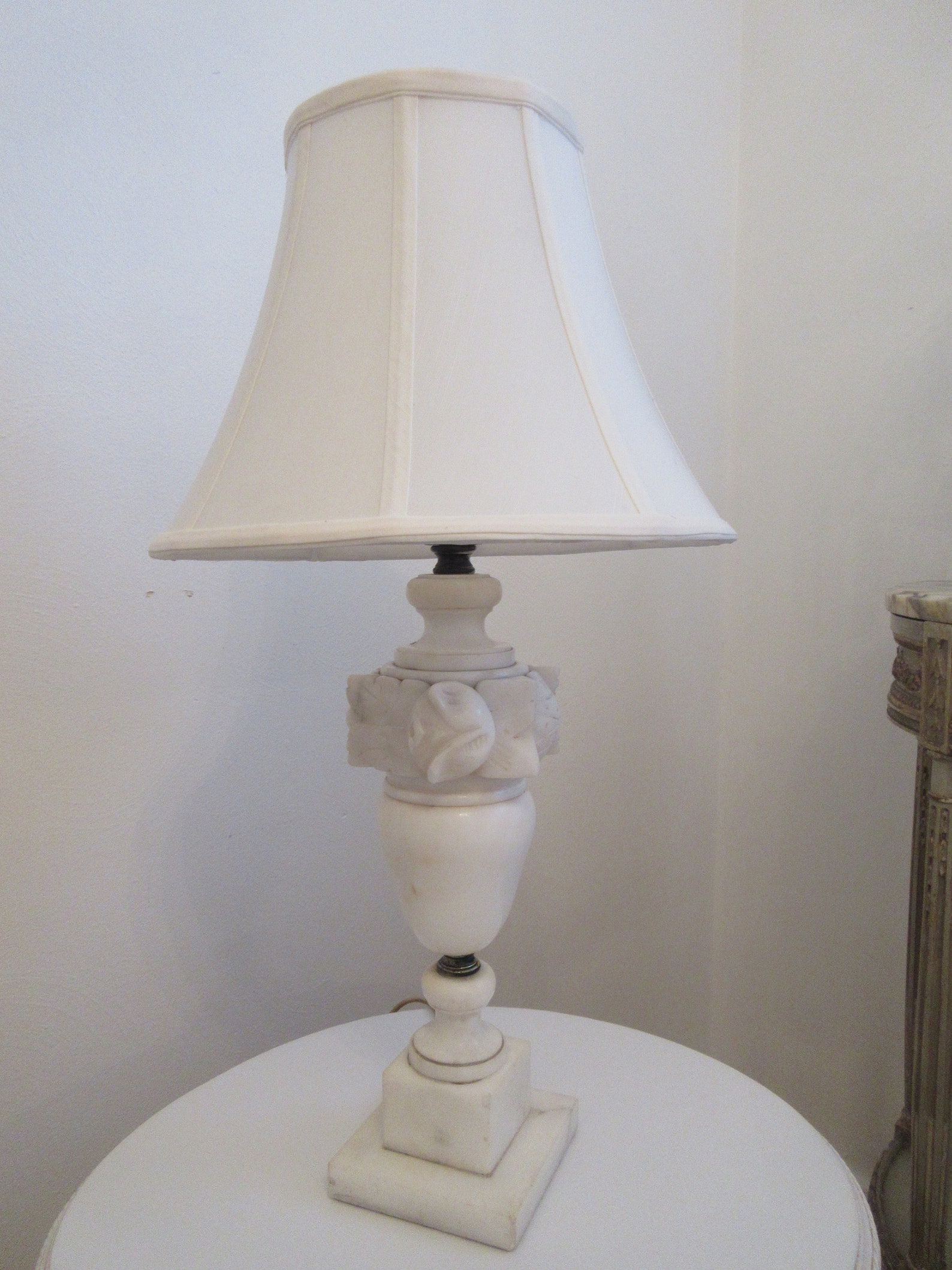 Antique Alabaster Carved Roses Lamp With Shade - Etsy