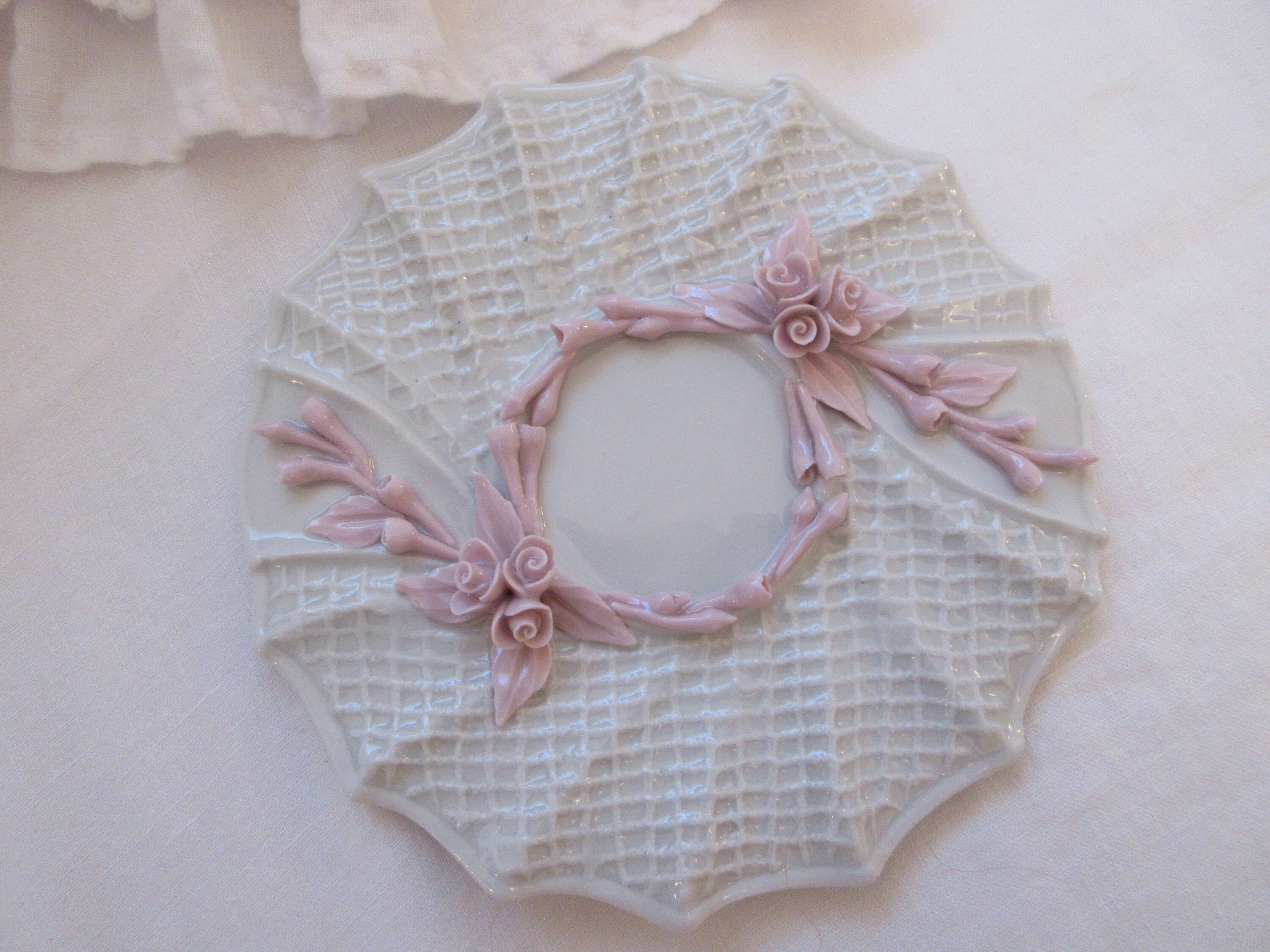 Vintage Shabby Pink Roses Capodimonte Display Dish Italy - Etsy