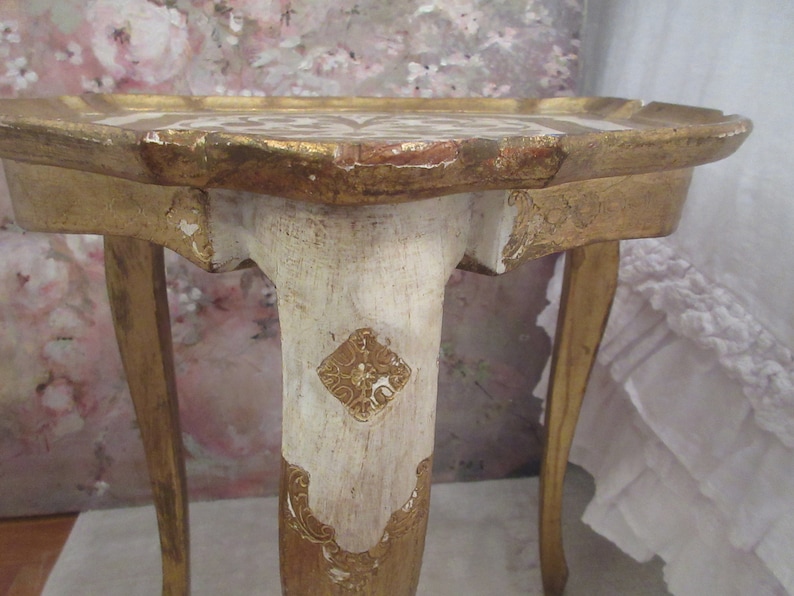 Antique Italian Florentine Wooden Side Table - Etsy