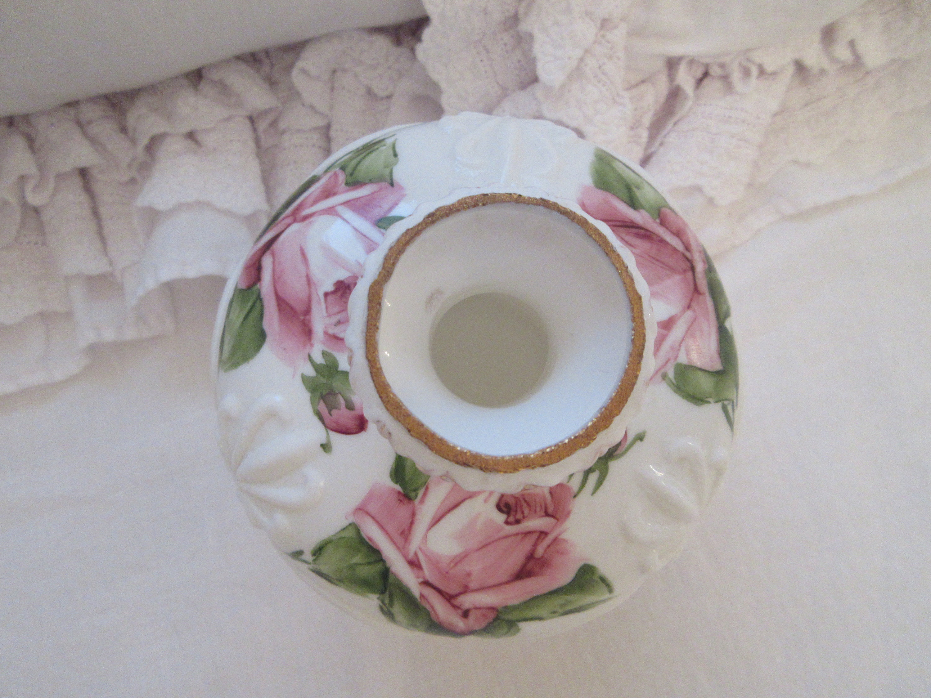 Antique Hand Painted Pink Roses Milk Glass Vase Shabby Chic - Etsy