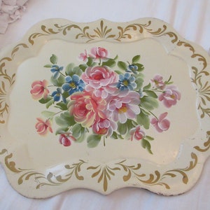 Vintage Shabby Chic Roses Handpainted X-large Tole Tray - Etsy