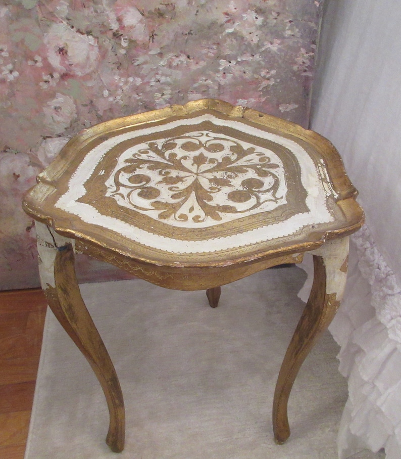 Antique Italian Florentine Wooden Side Table - Etsy