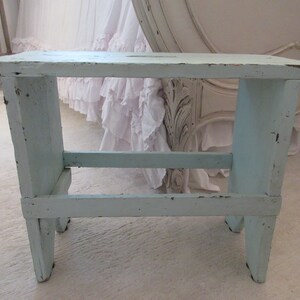Vintage Shabby Pale Blue Chippy Wooden Stool/table - Etsy