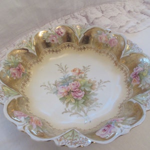 Antique Ornate Roses Large Display Bowl Gilded Florals Details - Etsy