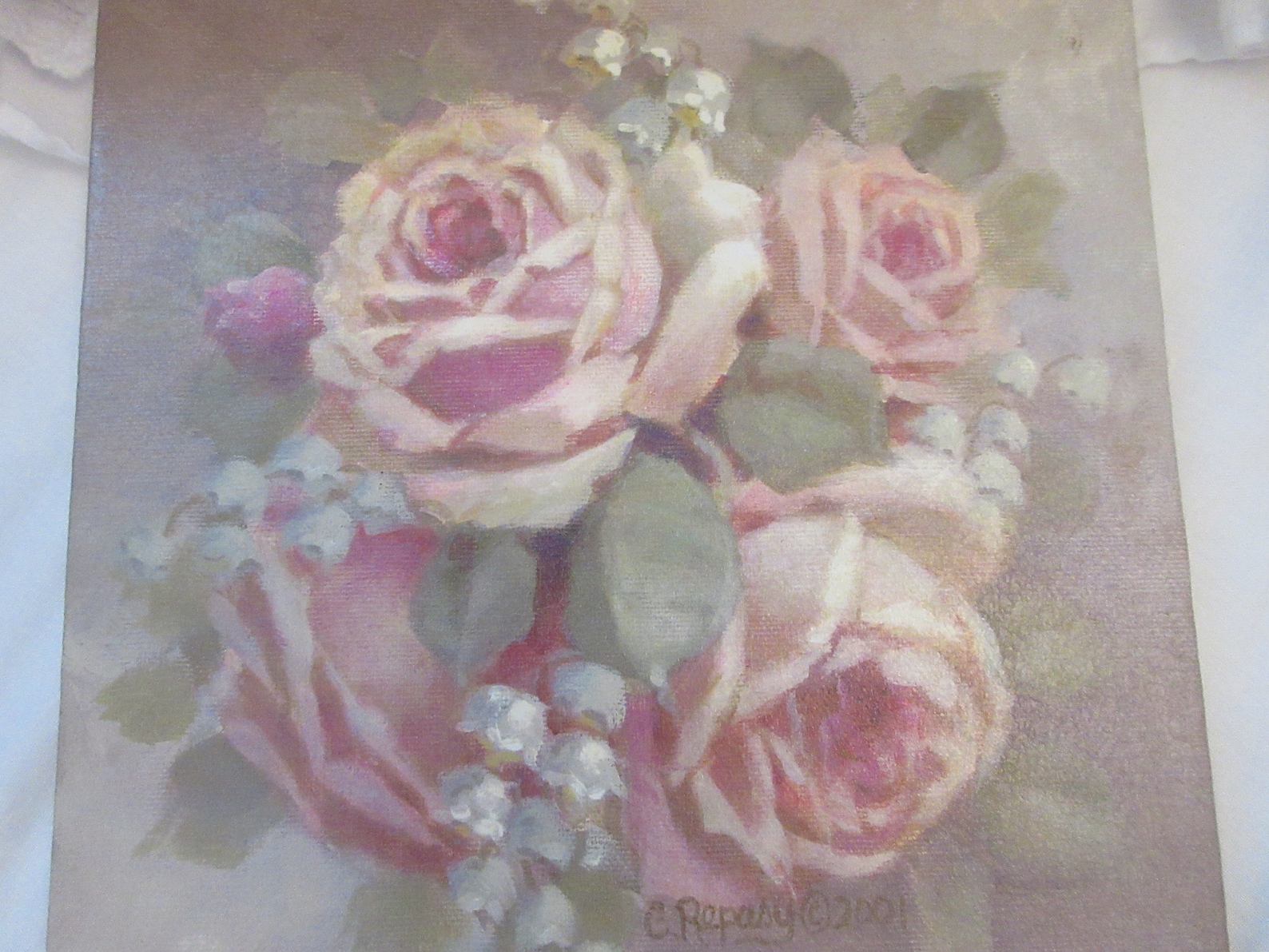Christie Repasy Pink Roses Painting 2001 - Etsy