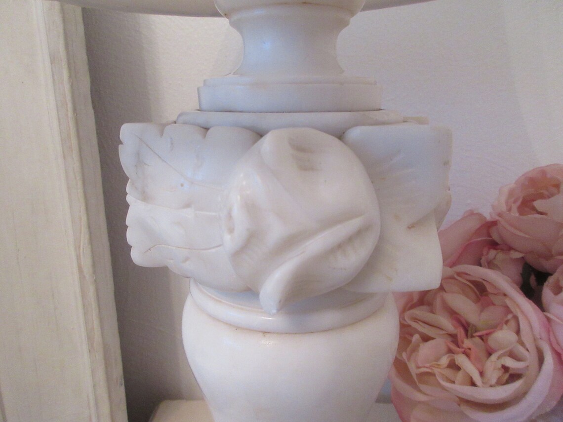 Antique Alabaster Carved Roses Lamp With Shade - Etsy