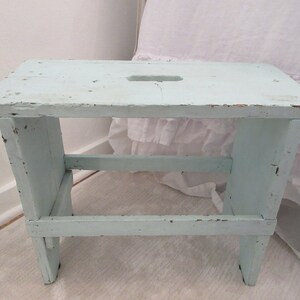 Vintage Shabby Pale Blue Chippy Wooden Stool/table - Etsy