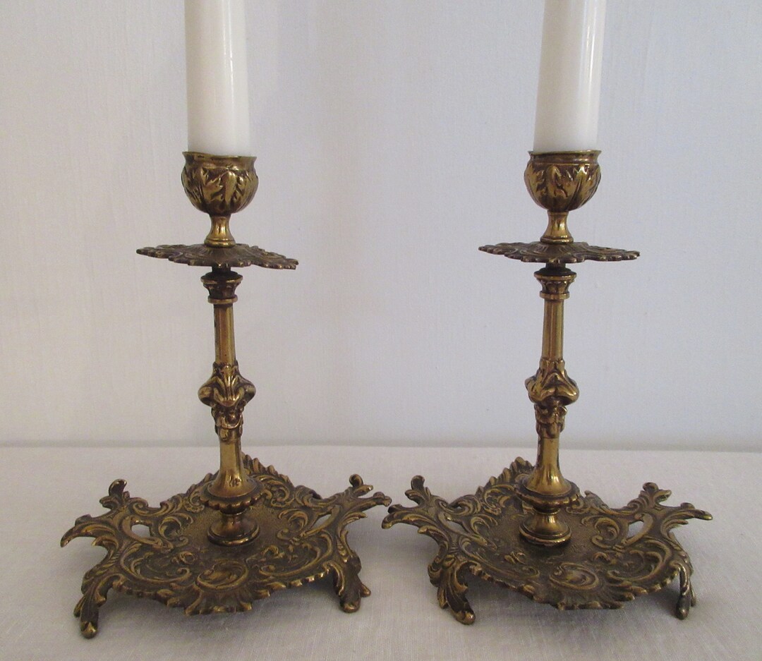 Ornate Roses French Bronze Antique Pair Candleholders - Etsy