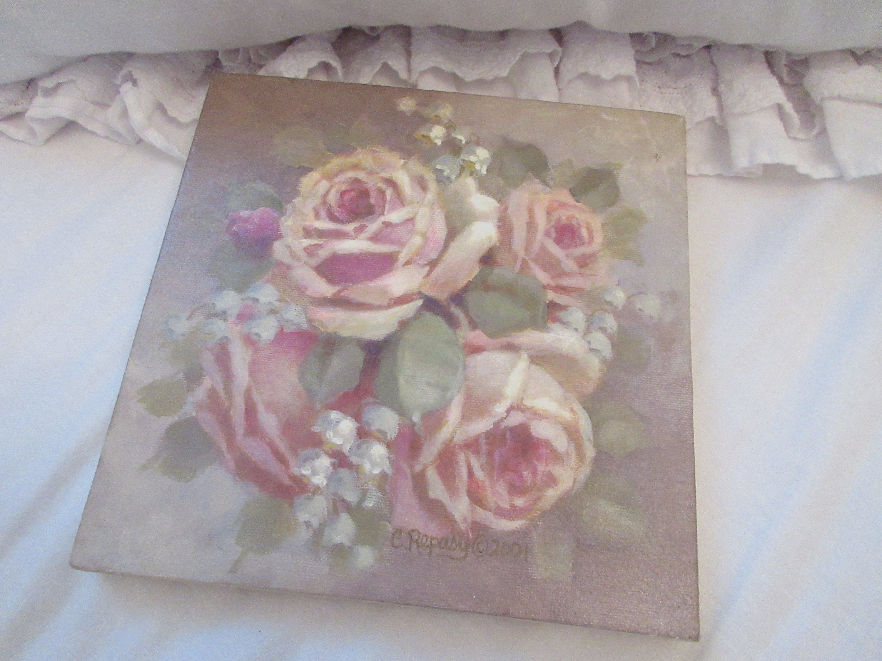 Christie Repasy Pink Roses Painting 2001 - Etsy
