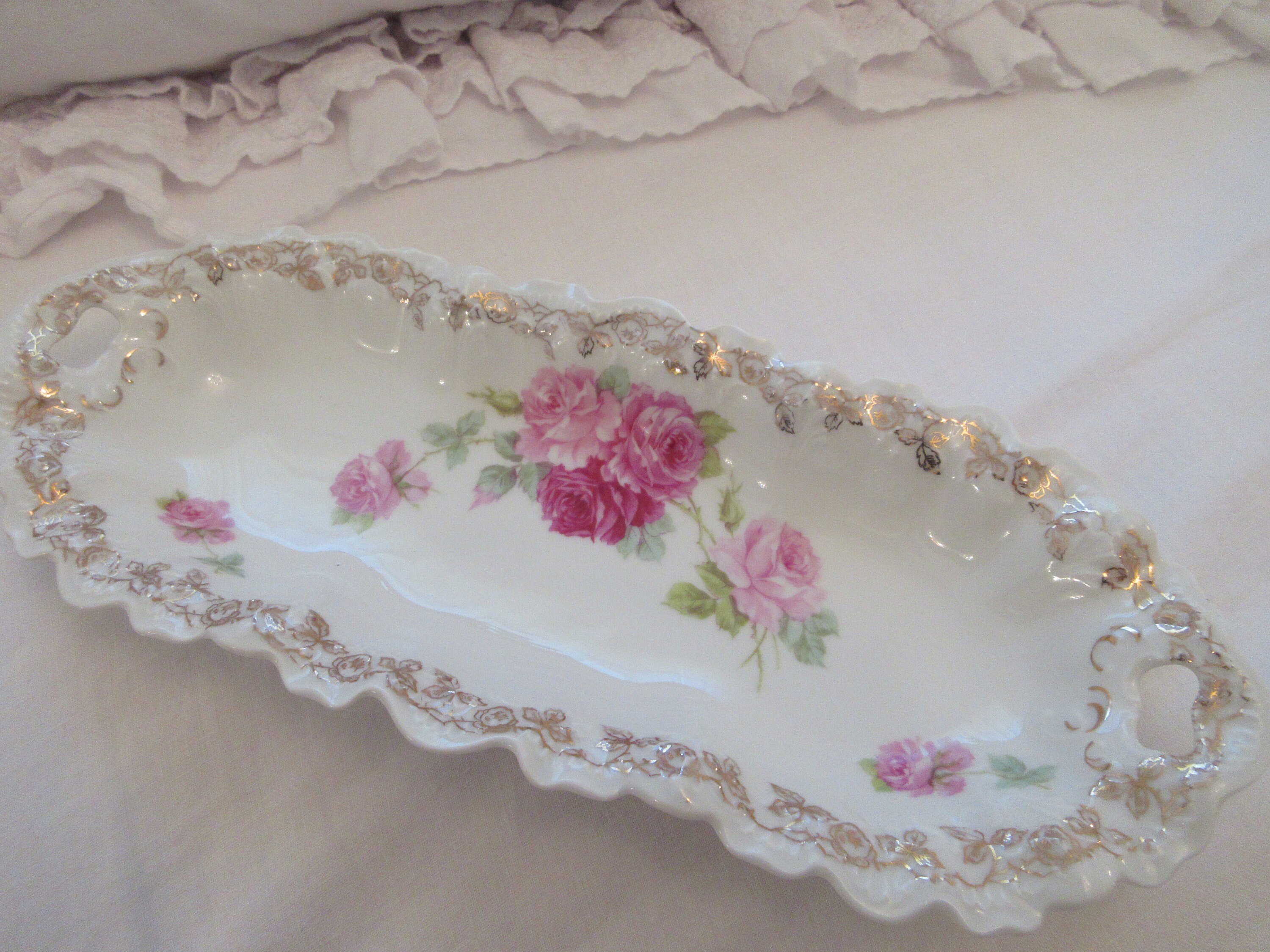 Vintage Shabby Pink Roses Swag Display Tray - Etsy