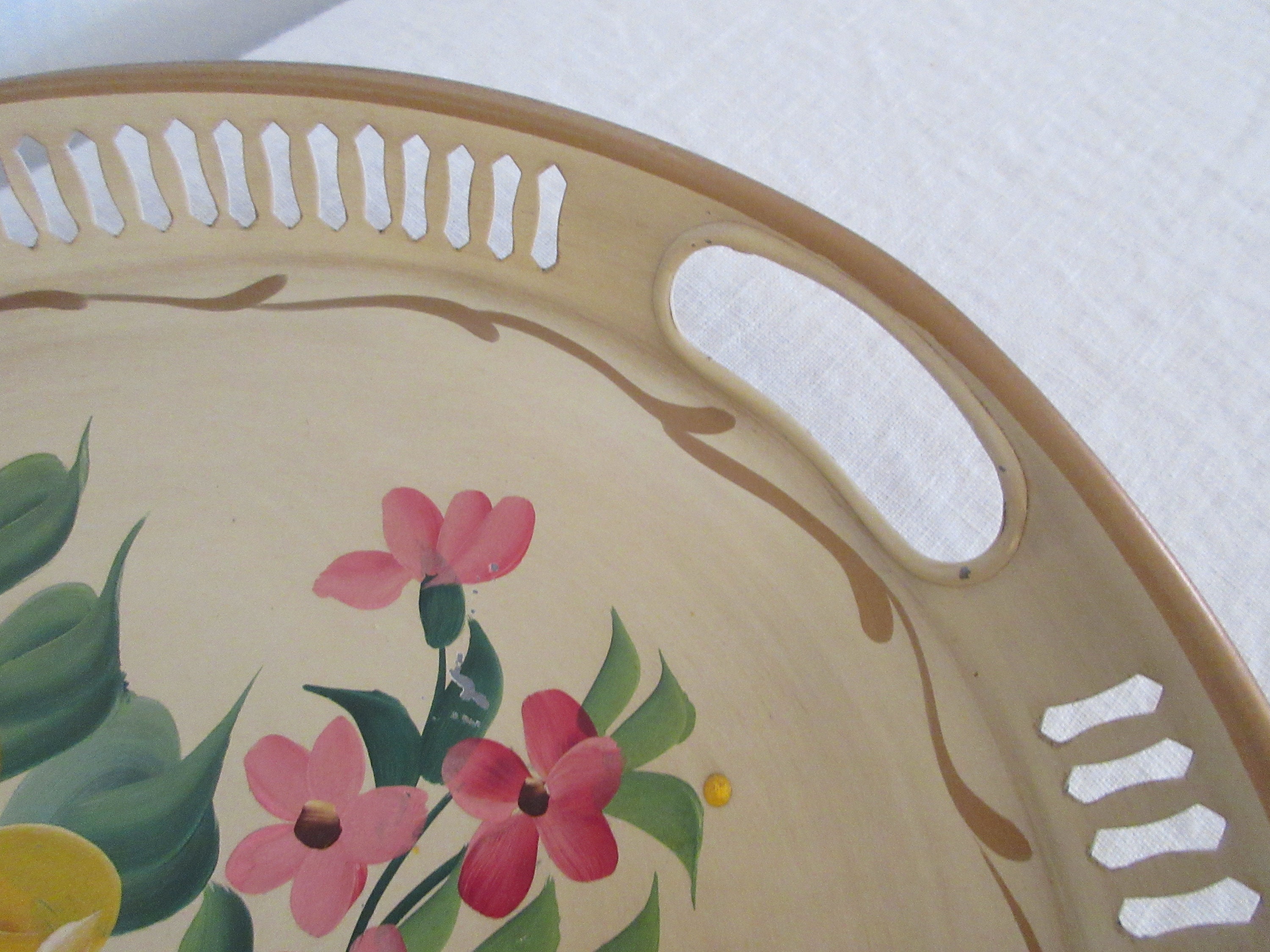 Hand Painted Tole Vintage Tray Roses Florals - Etsy