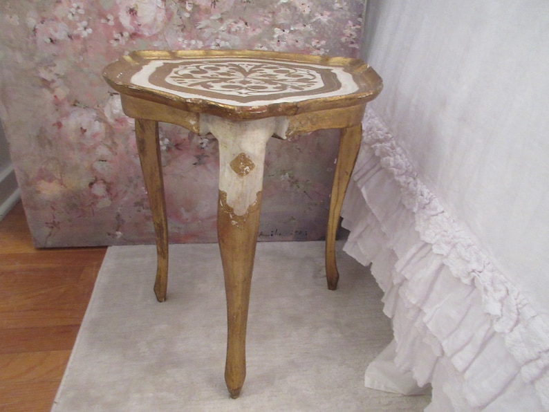 Antique Italian Florentine Wooden Side Table - Etsy