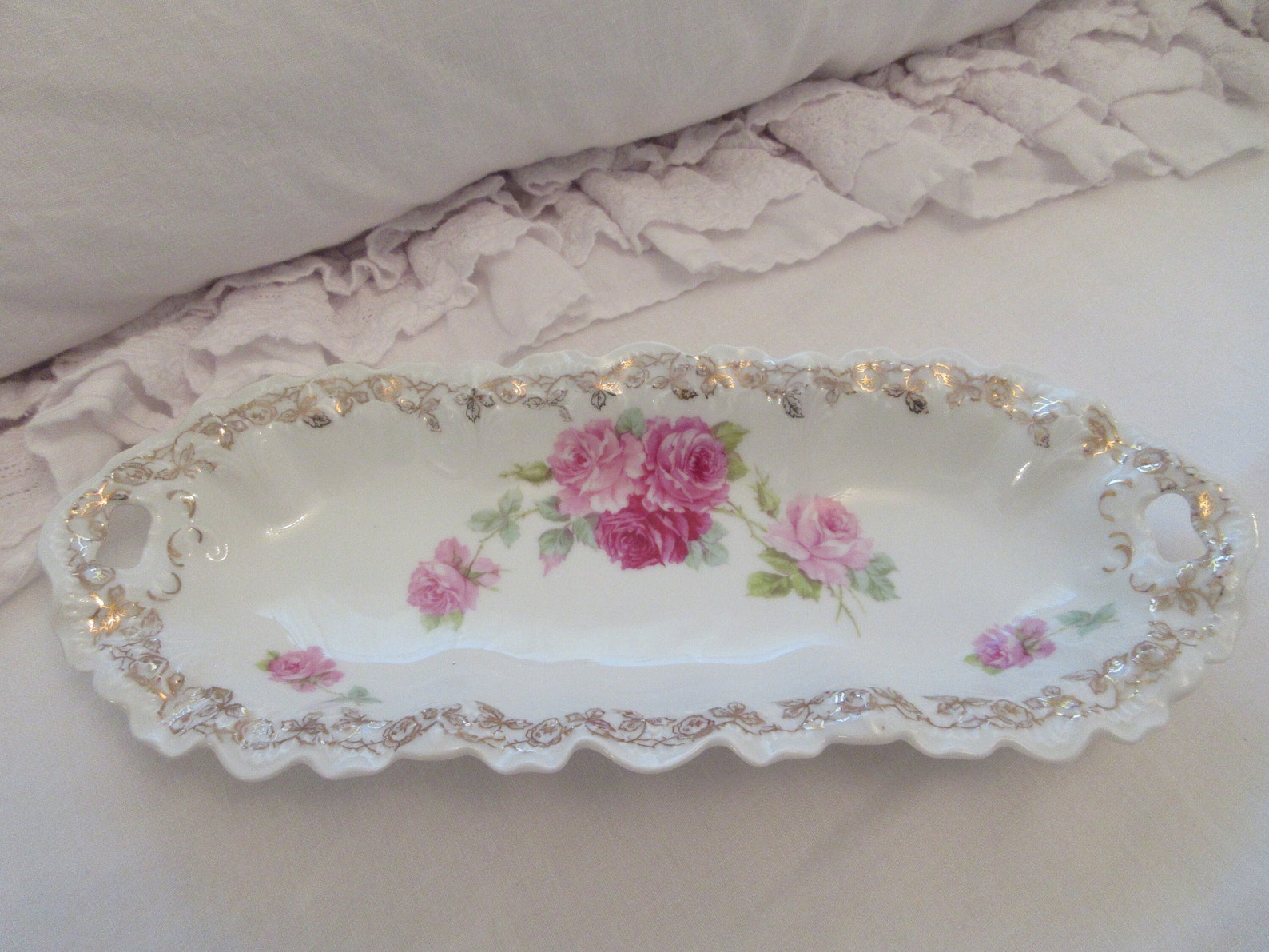 Vintage Shabby Pink Roses Swag Display Tray - Etsy