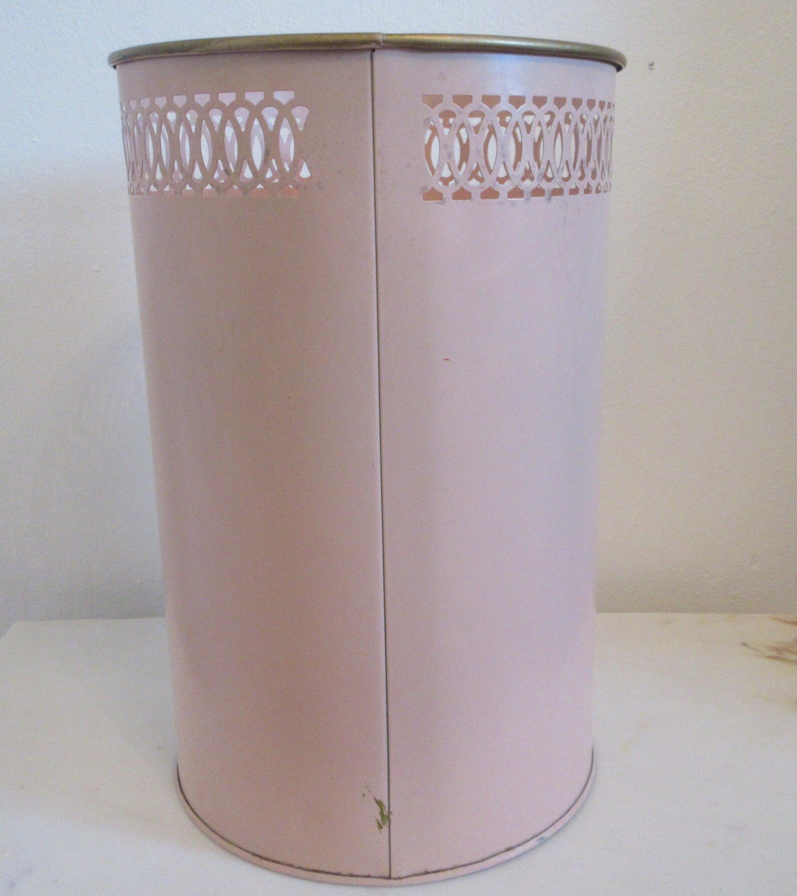 Vintage Pale Pink Tole Painted Roses With Ribbon Wastebasket - Etsy