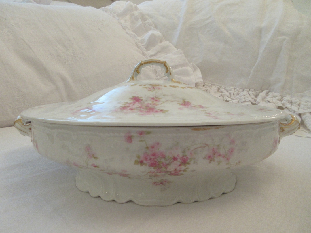 Antique Limoges France Pink Roses Display Covered Dish - Etsy