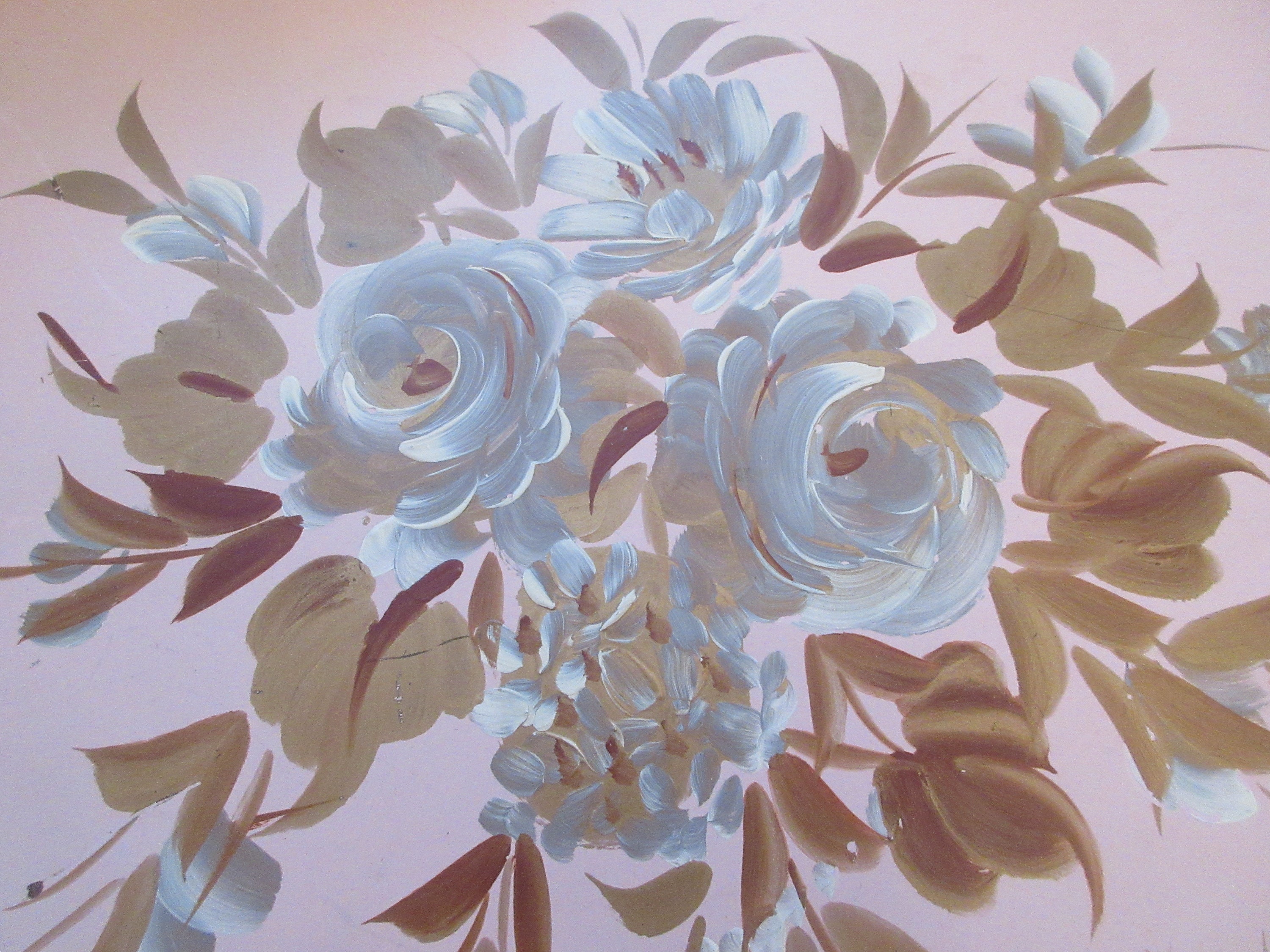 Vintage Shabby Pink Tole Roses Painted Tray - Etsy