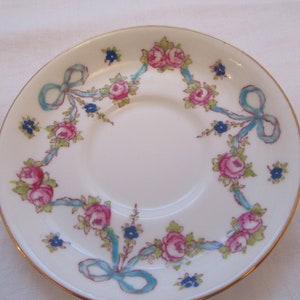 Antique Shabby Tea Cup/saucer Set Pink Roses Bows Swags Bone China ...