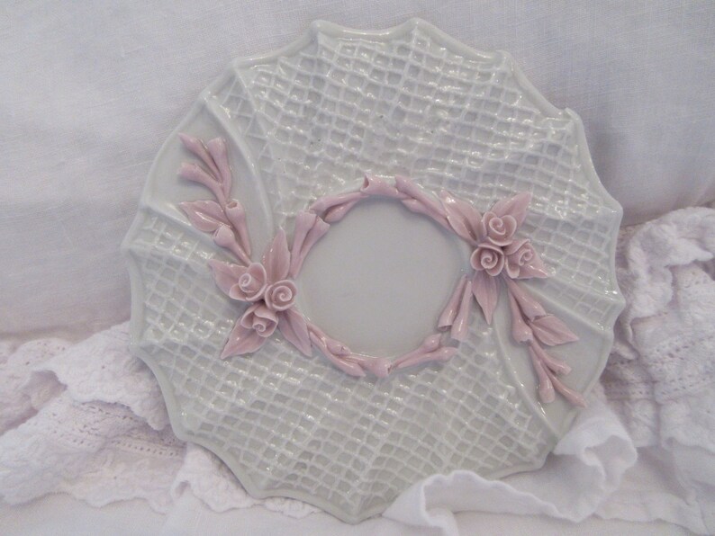 Vintage Shabby Pink Roses Capodimonte Display Dish Italy - Etsy