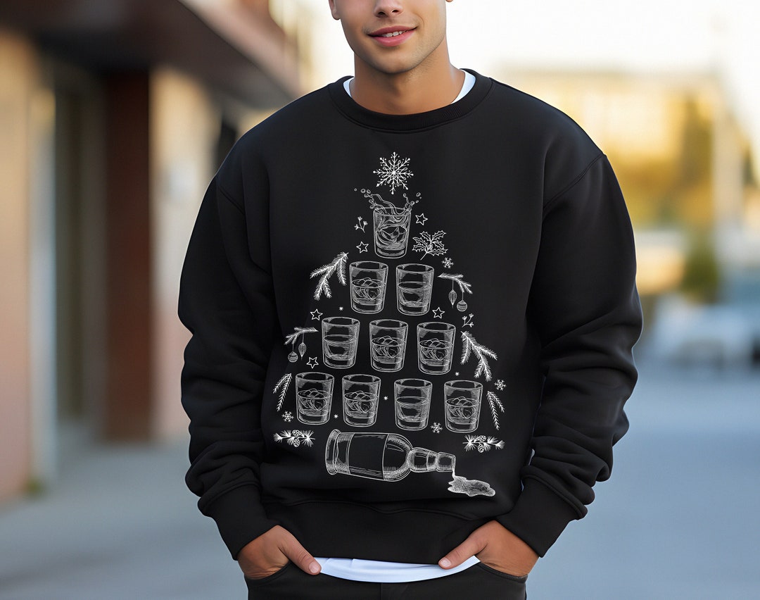 Whiskey Bourbon Christmas Tree Sweatshirt | Bourbon Gift | Holiday Gift ...