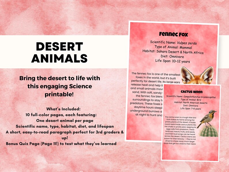 Desert Animals Worksheets | Science Printable | Animal Habitats ...