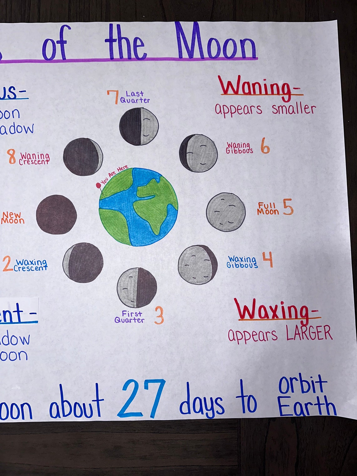 Moon Phases Anchor Chart for Elementary, Middle and High School - Etsy