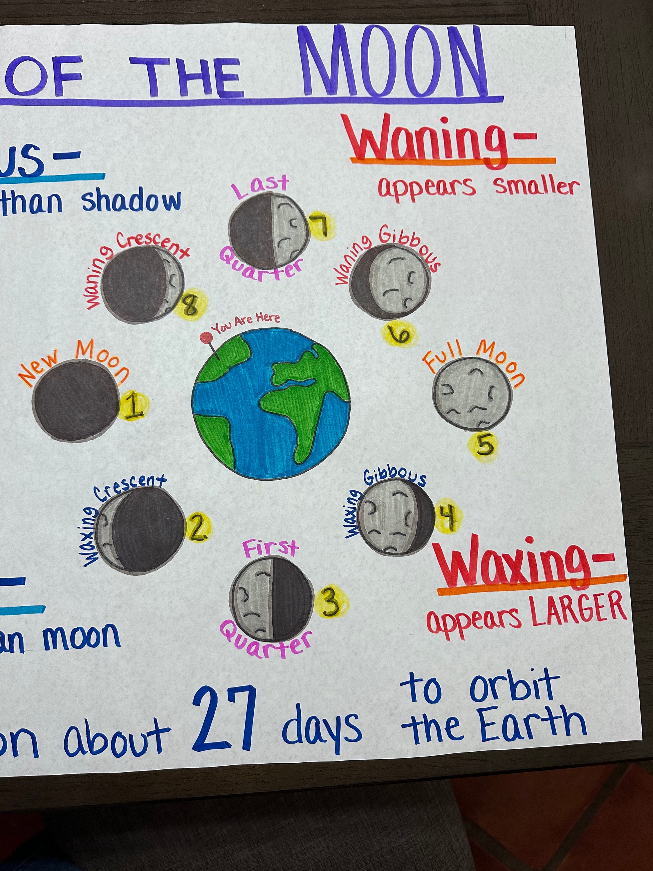 Moon Phases Anchor Chart for Elementary, Middle and High School - Etsy