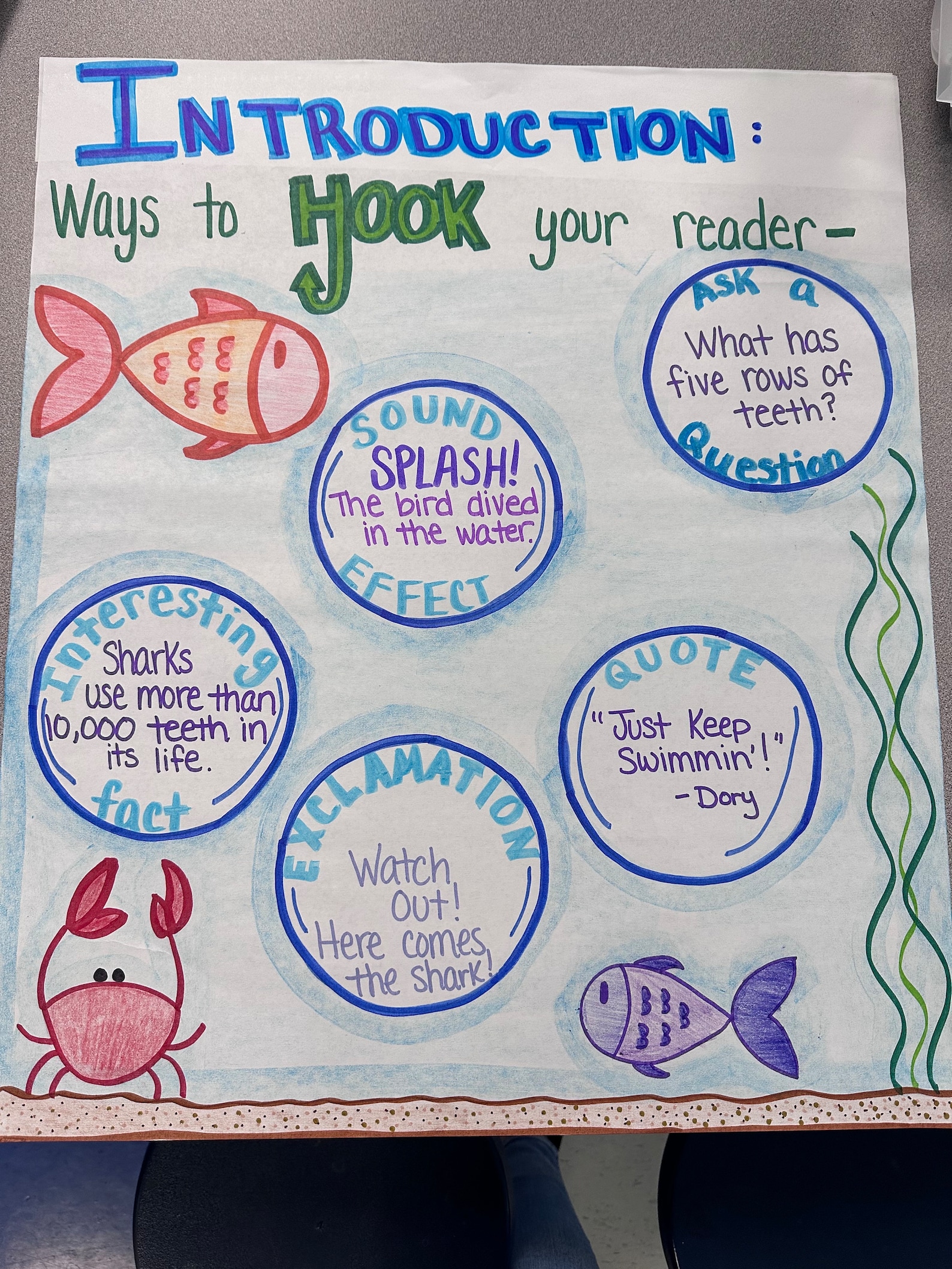 Introduction Hooks Anchor Chart for Elementary, Middle and High School ...