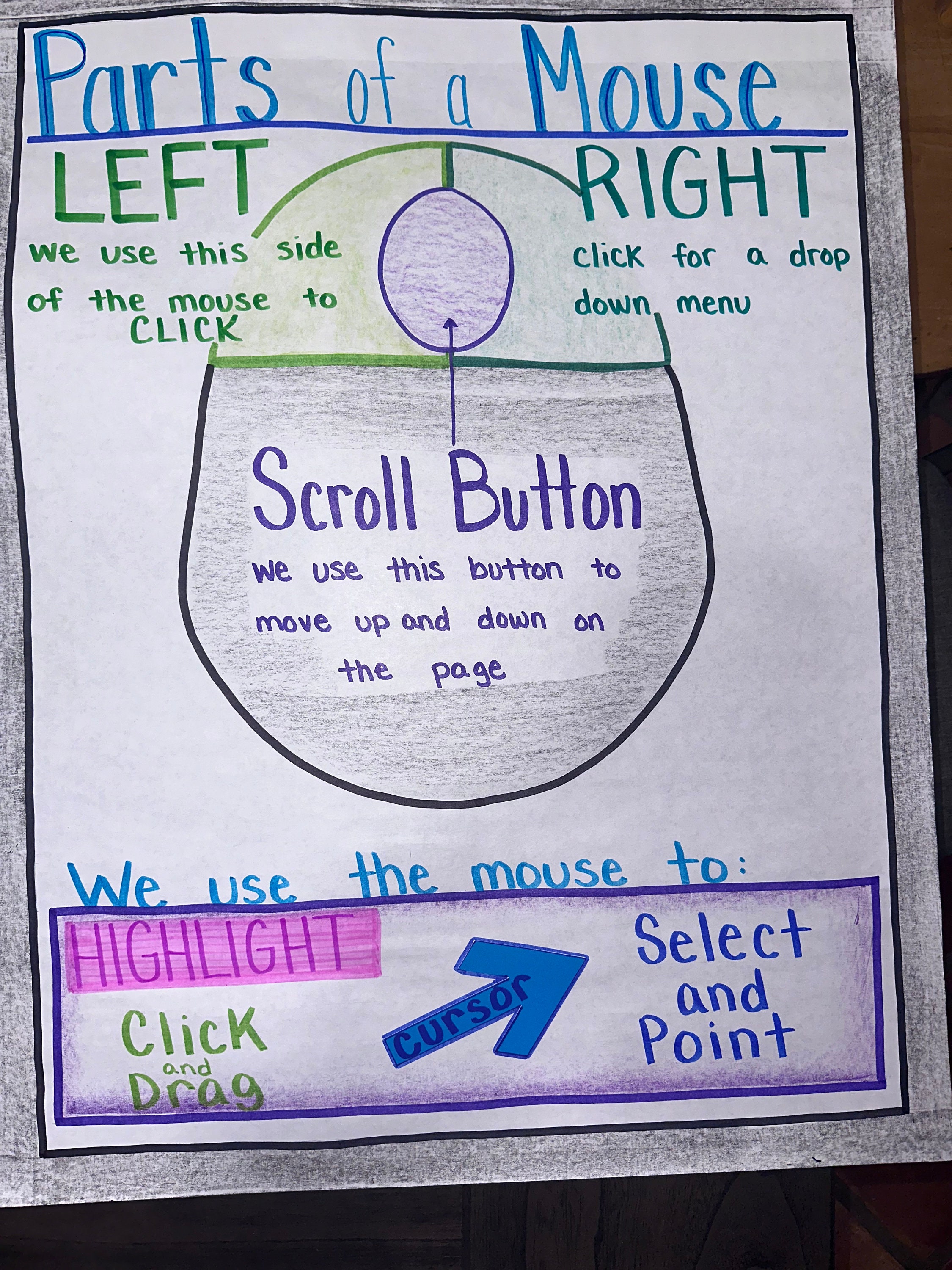 Parts of a Mouse - Technology Anchor Chart for Elementary, Middle and ...