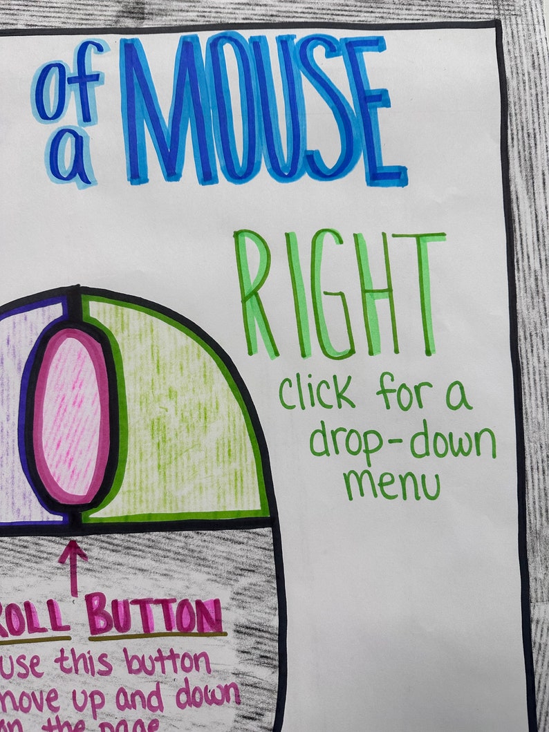 Parts of a Mouse Technology Anchor Chart for 5th-8th Grade - Etsy