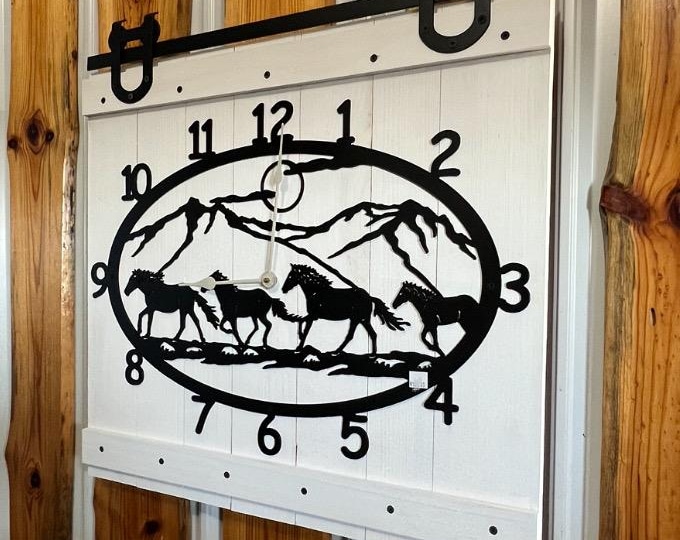 Reclaimed Wood Barn Door Farmhouse Wall Clock With Weathered Finish ...