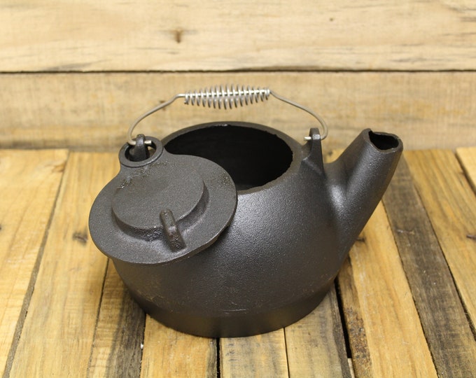Cast Iron Round Bottom Kettle No. 8, Vintage 3 Footed 9 Quart Cowboy ...