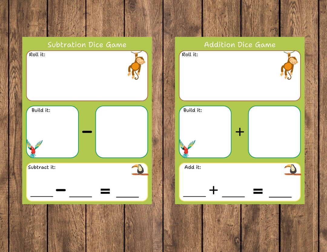 Printable Math Game, Addition and Subtraction Dice Game, Educational ...