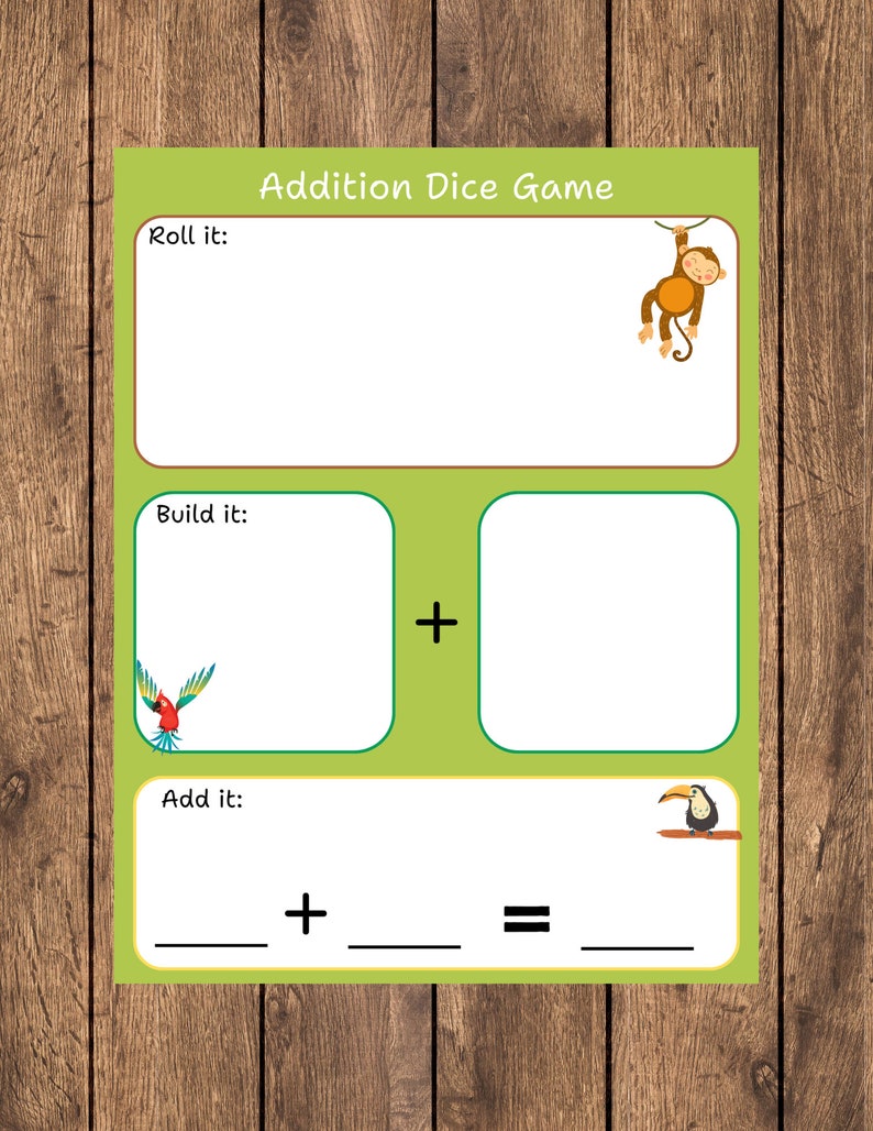 Printable Math Game, Addition and Subtraction Dice Game, Educational ...