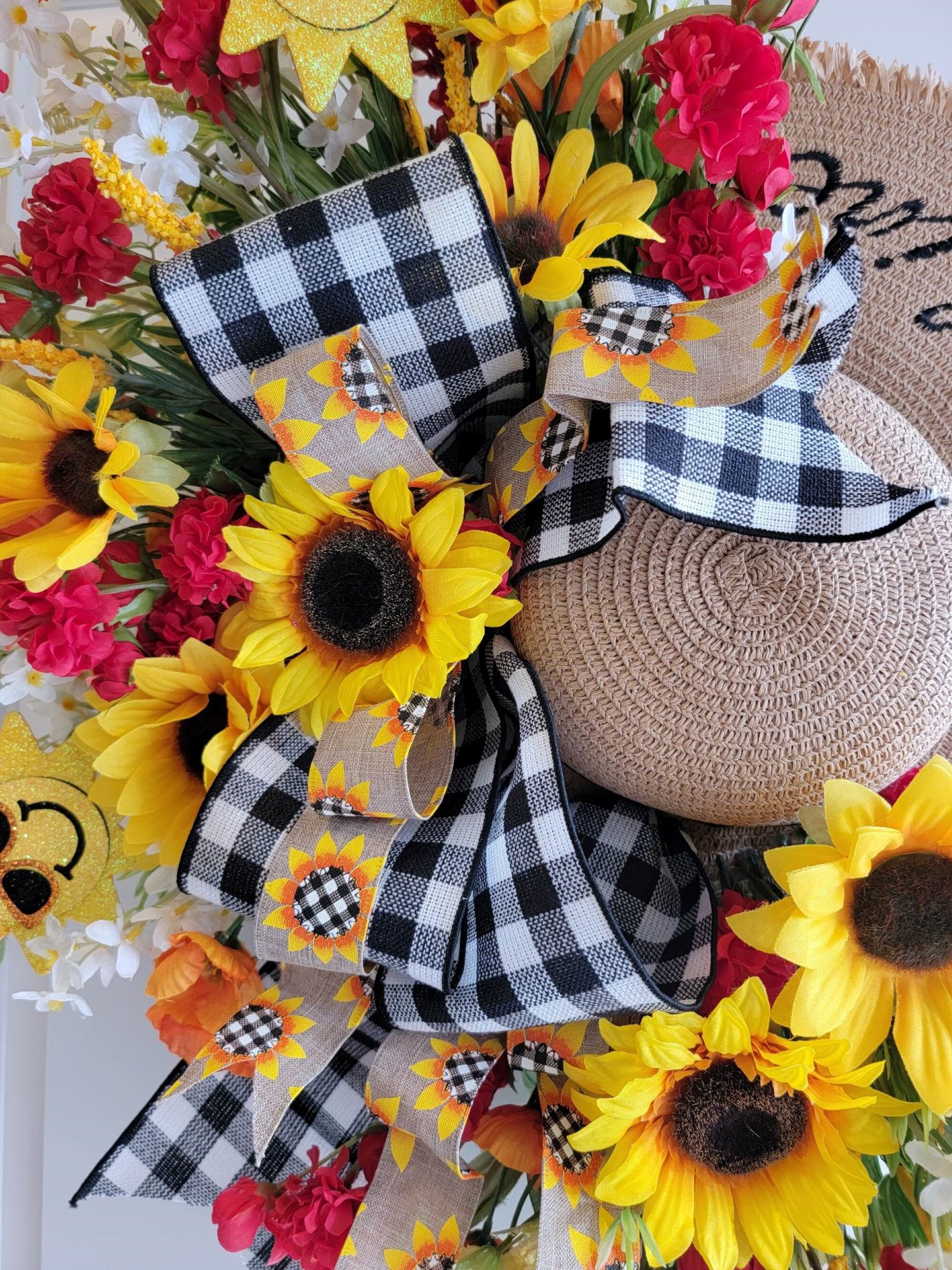 Straw Hat Wreath Bright Summer Wreath Beach Hat Wreath - Etsy