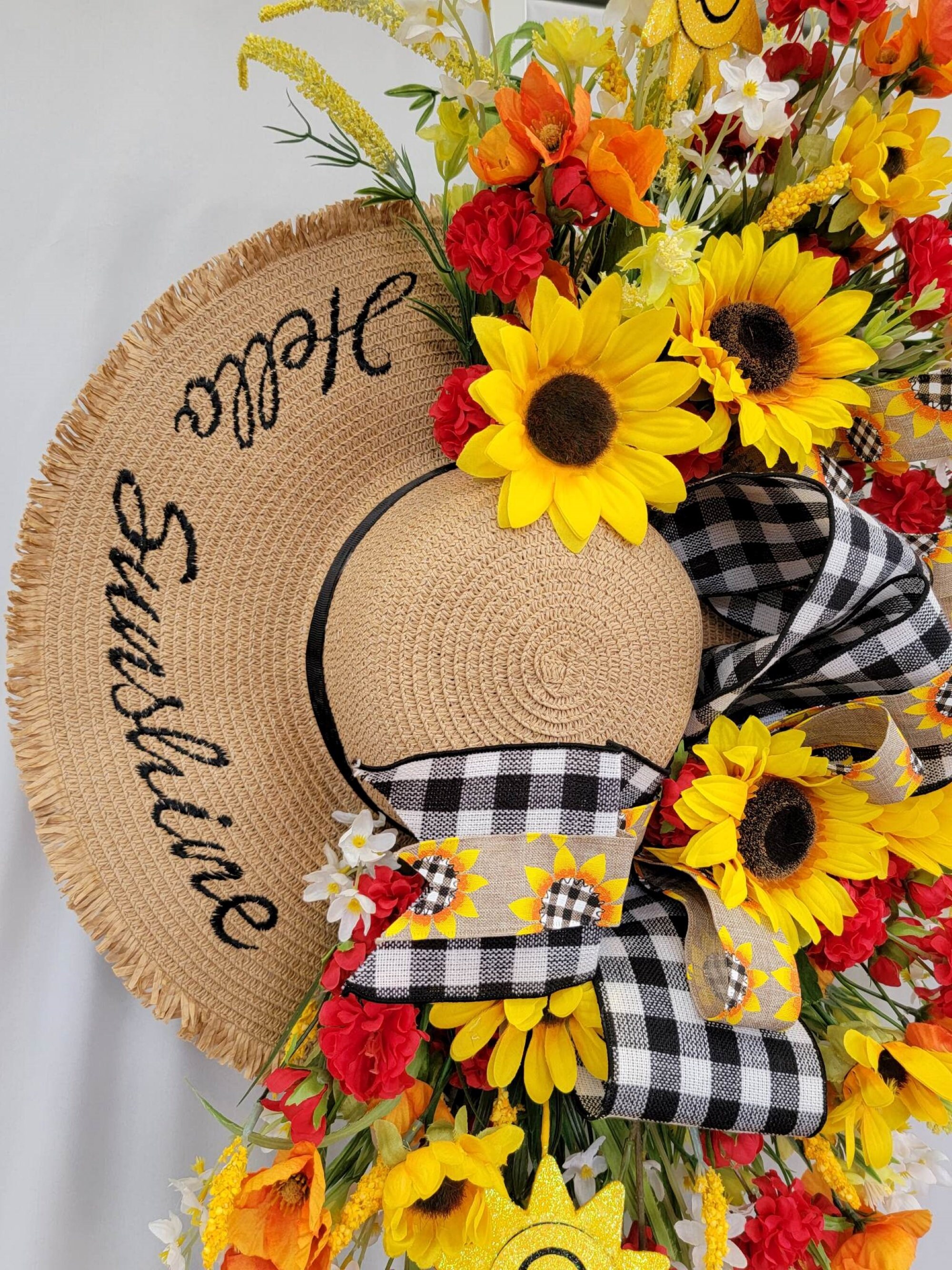 Straw Hat Wreath Bright Summer Wreath Beach Hat Wreath - Etsy