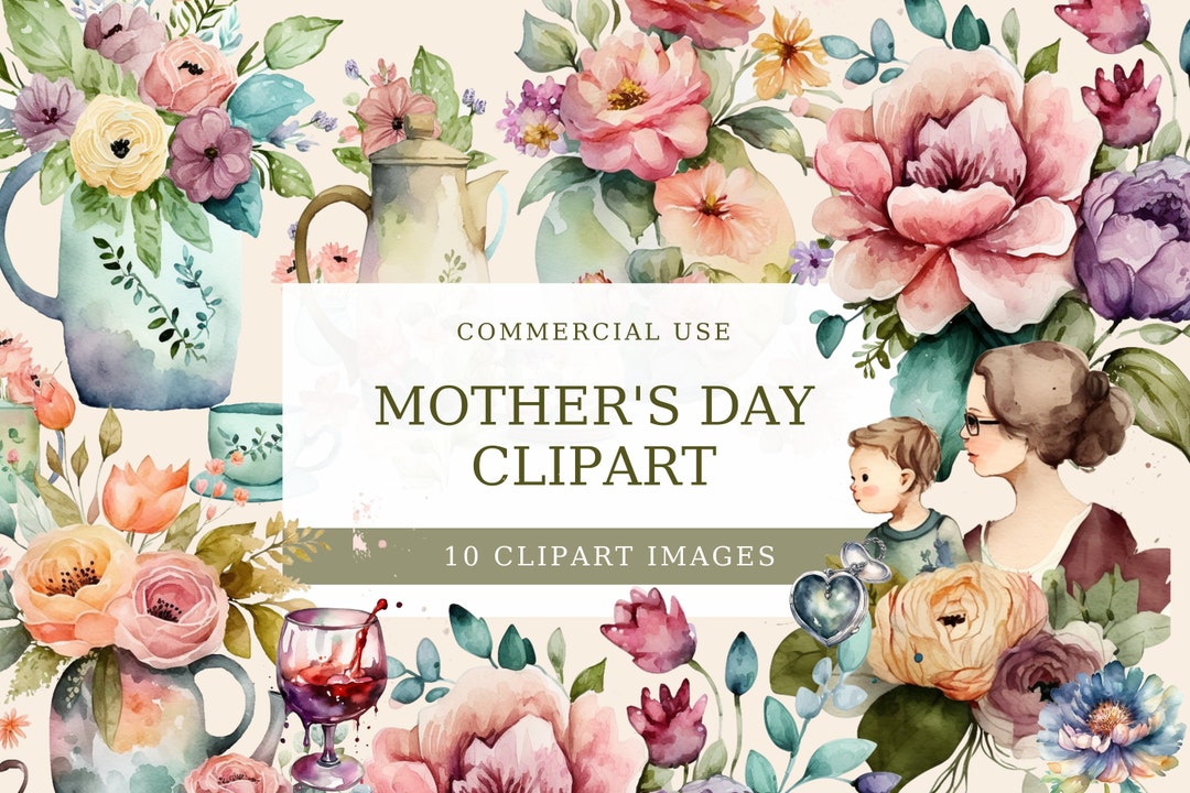 Mother's Day Clipart, Spring Flowers, Floral Arrangements, Planner ...