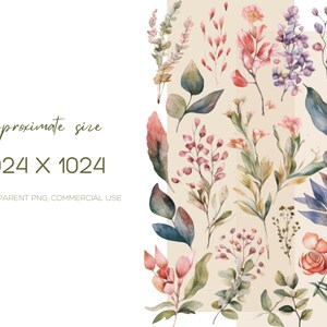 Watercolor Botanical Clipart, Flower Clipart, Wedding Clipart, Spring ...