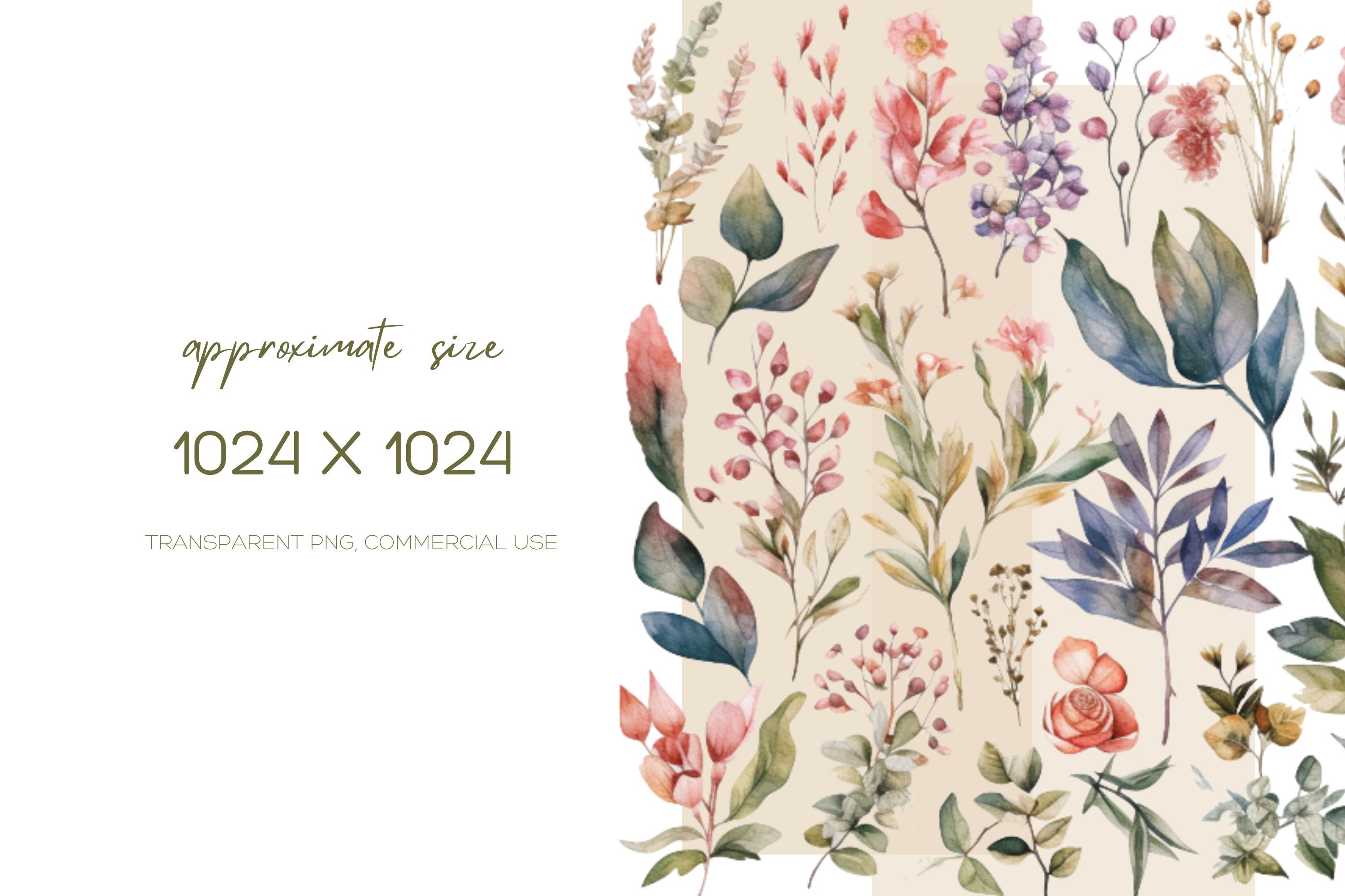 Watercolor Botanical Clipart, Flower Clipart, Wedding Clipart, Spring ...