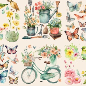 Watercolor Spring Clip Art Bundle, Floral Clip Art Springtime Graphics ...