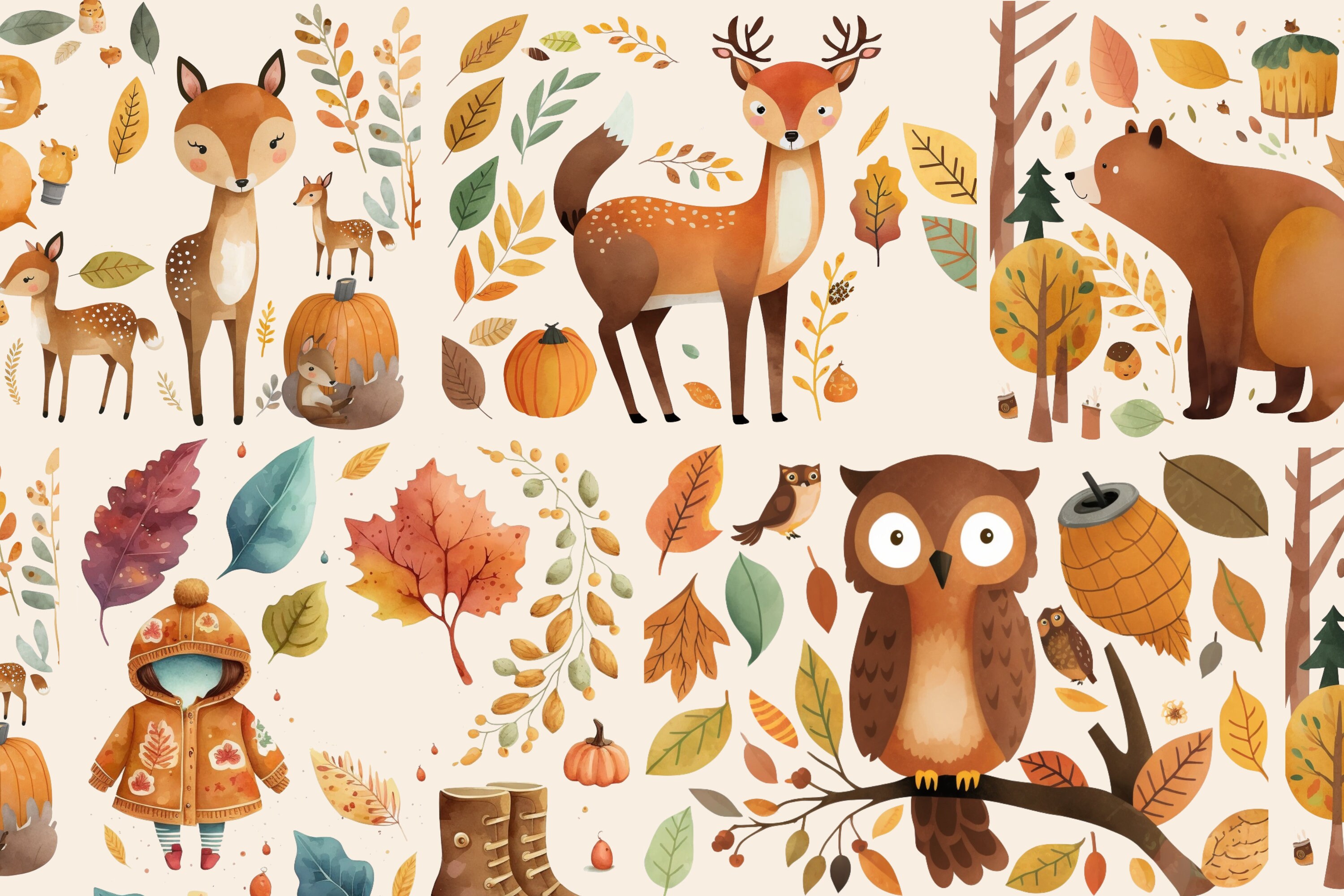 Children's Fall Clipart - Autumn Clipart - Instant Download - Fall ...