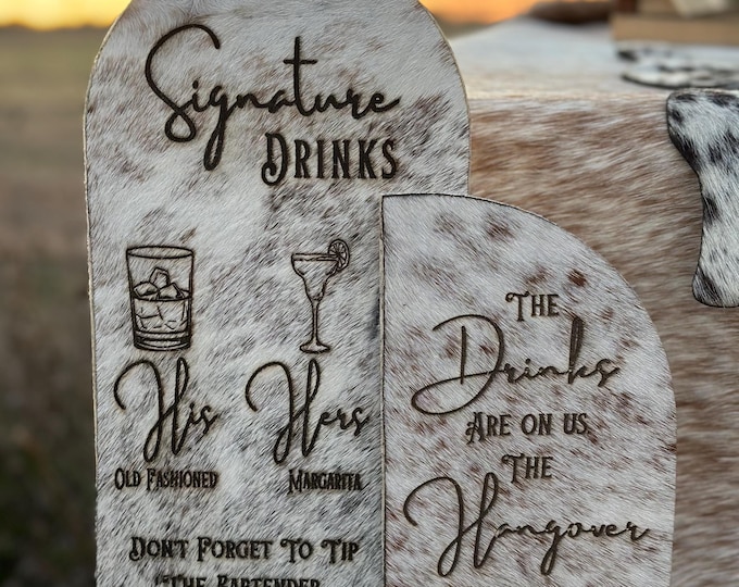 Wedding Bar Sign |custom Cowhide Branded Sign | Personalized Western ...