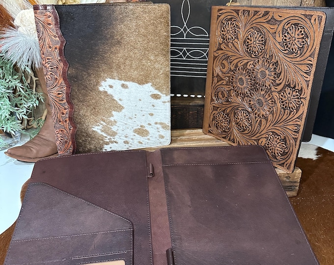 Cowhide Portfolio | Custom Branded Hand Tooled Leather & Cowhide Folder ...