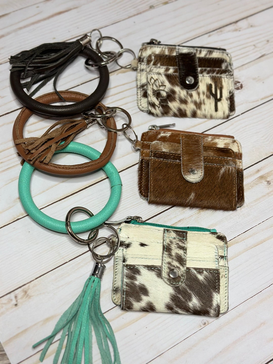 Custom Branded Cowhide Wristlet Keychain Wallet | Personalized Keychain ...