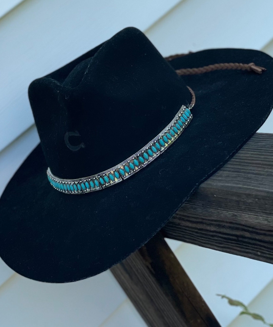 Hat Band | Adjustable Pewter & Turquoise Hat Band | Women's Hat Band ...