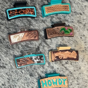 Hand Tooled Leather Hair Clip | Western Claw Clip | Western Hair ...