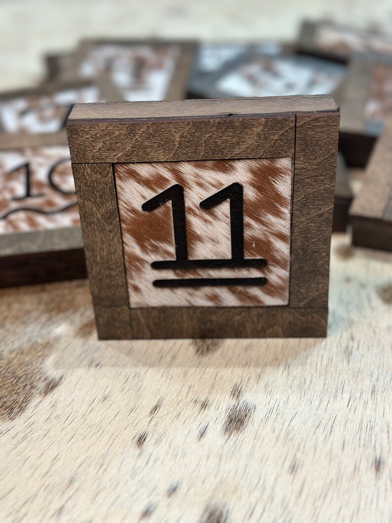 Wedding Table Number Sign |custom Cowhide Branded Sign | Personalized ...