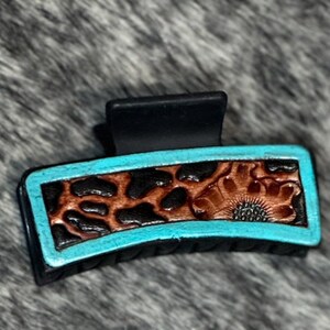 Hand Tooled Leather Hair Clip | Western Claw Clip | Western Hair ...